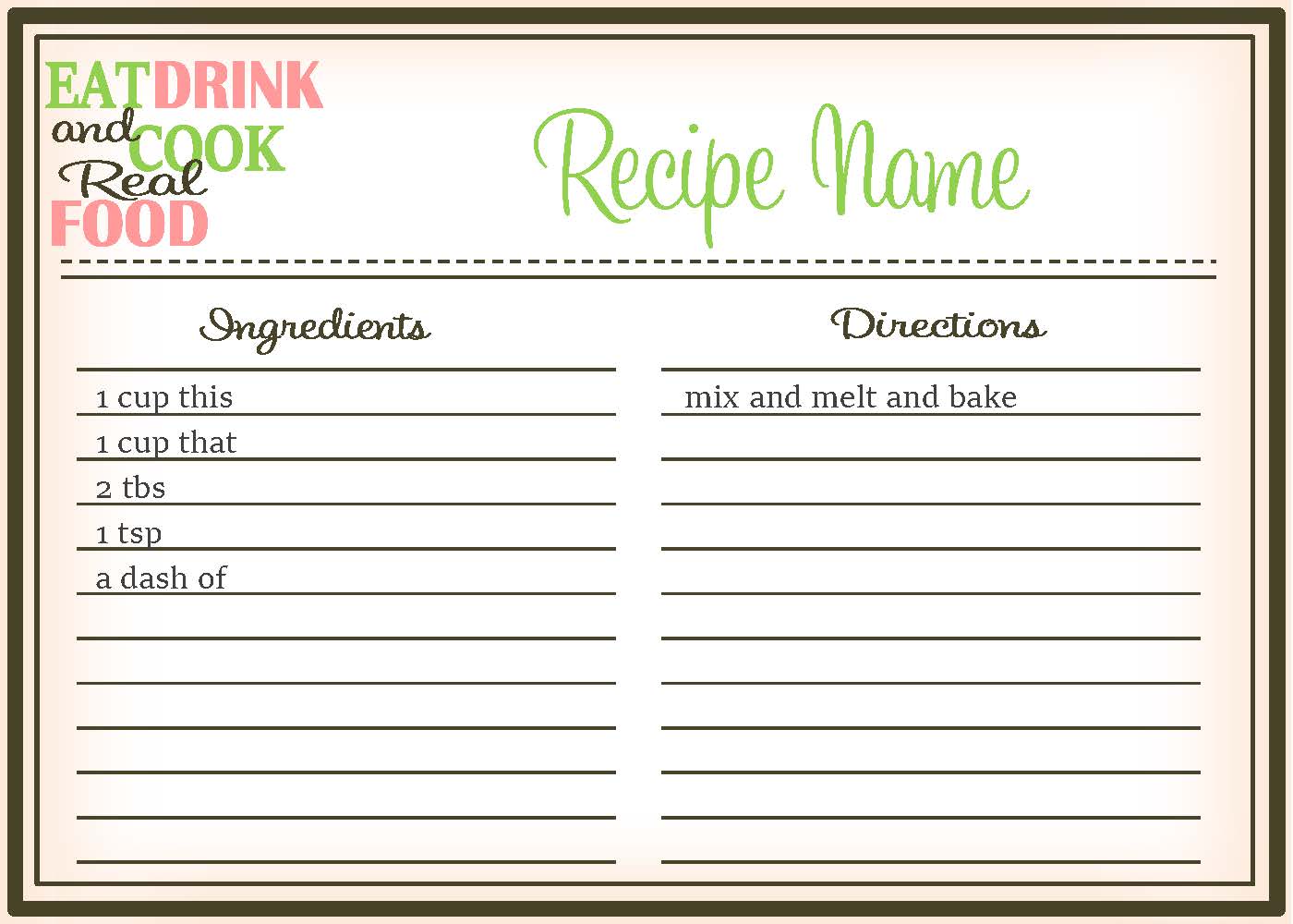 Real Food Recipe Cards: DIY, Editable - The Healthy Honey's